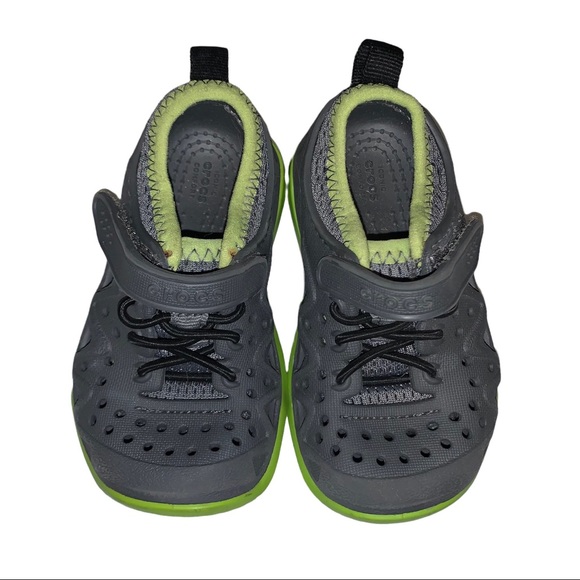 CROCS | Shoes | Crocs Green Gray Velcro Water Play Shoes Toddler Size 7 ...